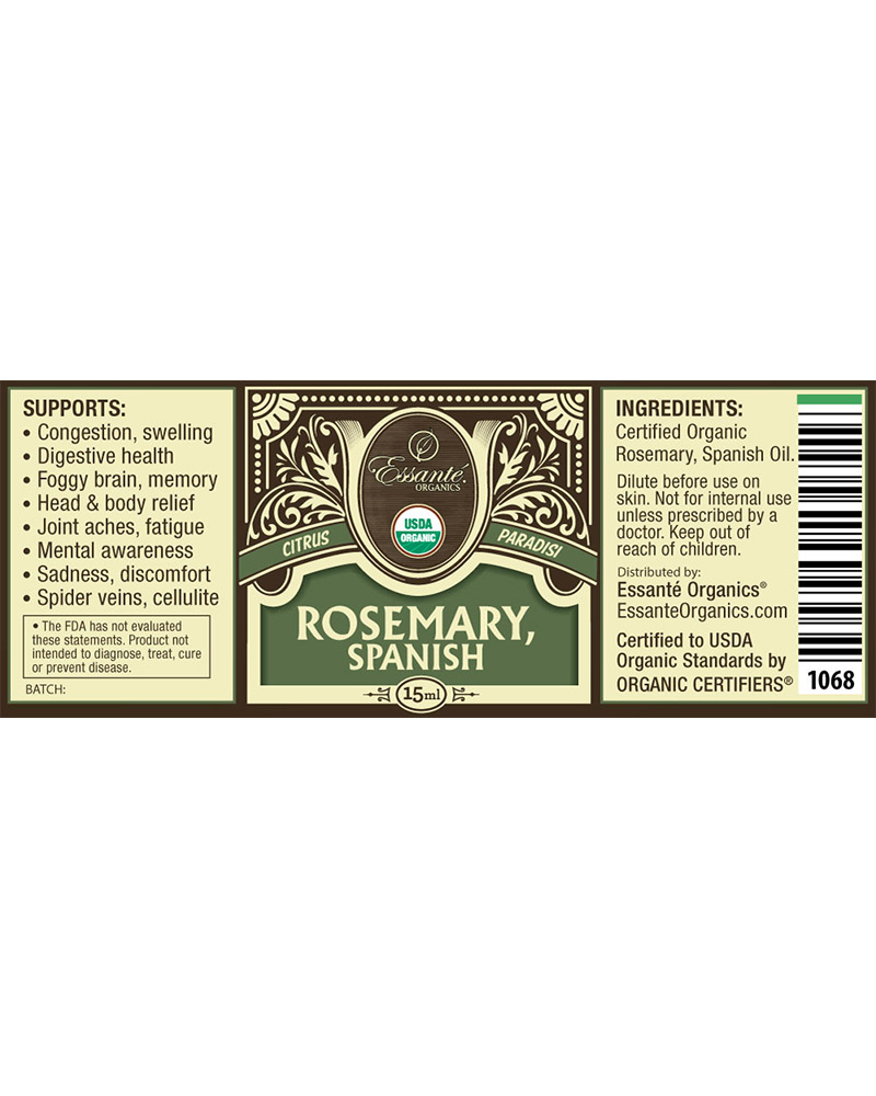 Essanté Organics - Organic Rosemary, Spanish Essential Oil 15ml R: $31. ...